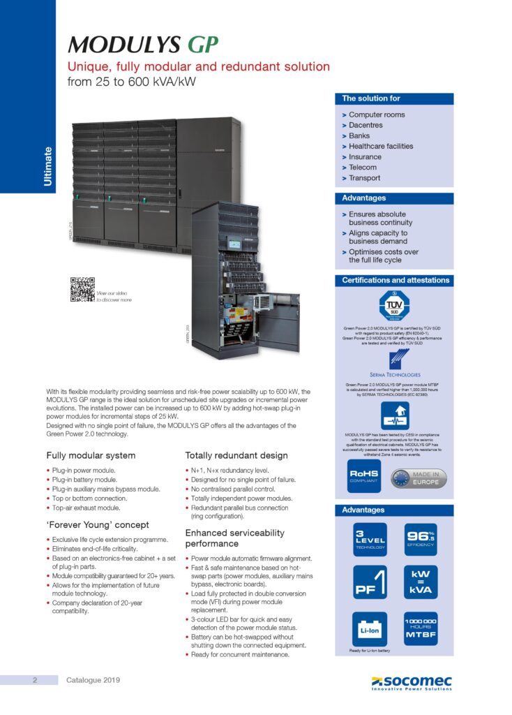 MODULYS GP Rating 25 – 600 KVA - Grenotech