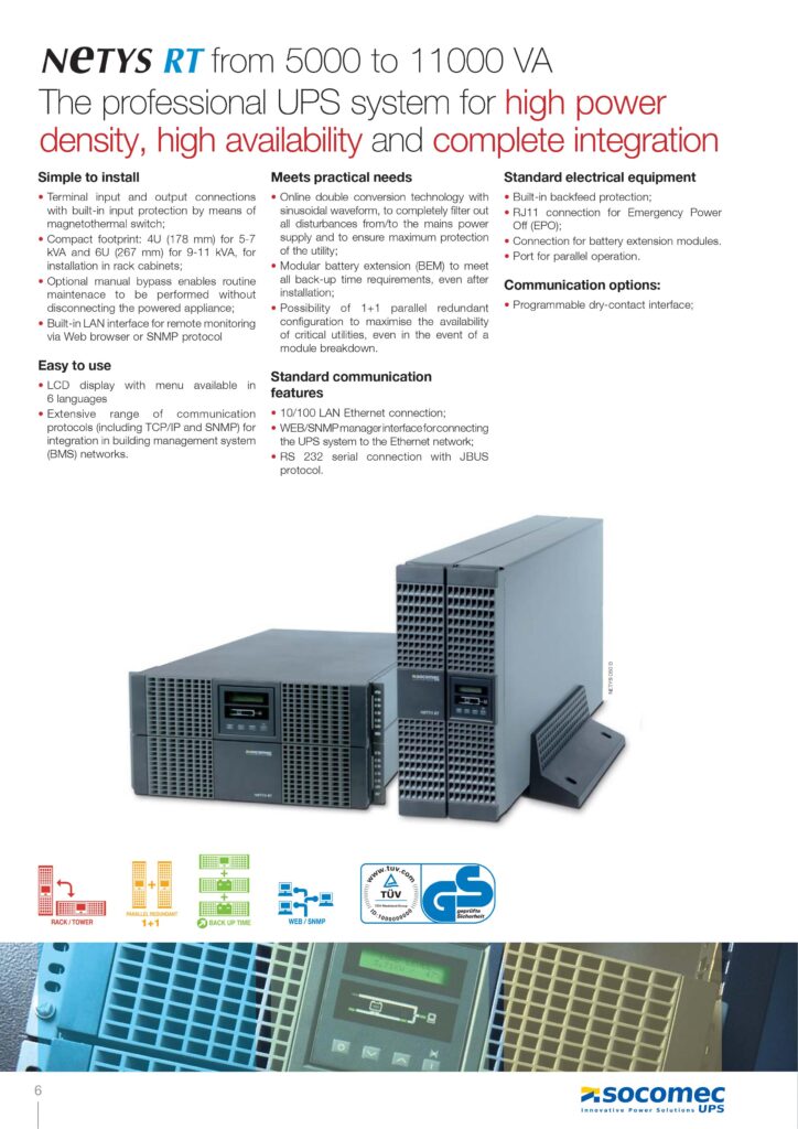 NETYS RT: UPS rating 1100 to 11000 VA ( Rack & Tower) - Grenotech